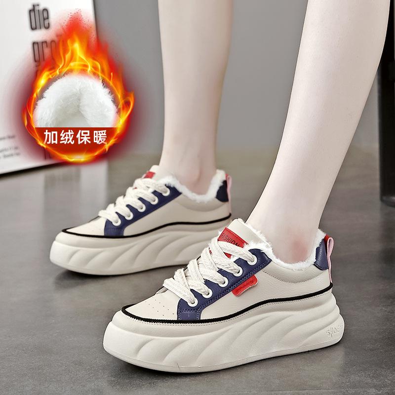 Fleece little white shoes women's winter new bread shoes platform ...