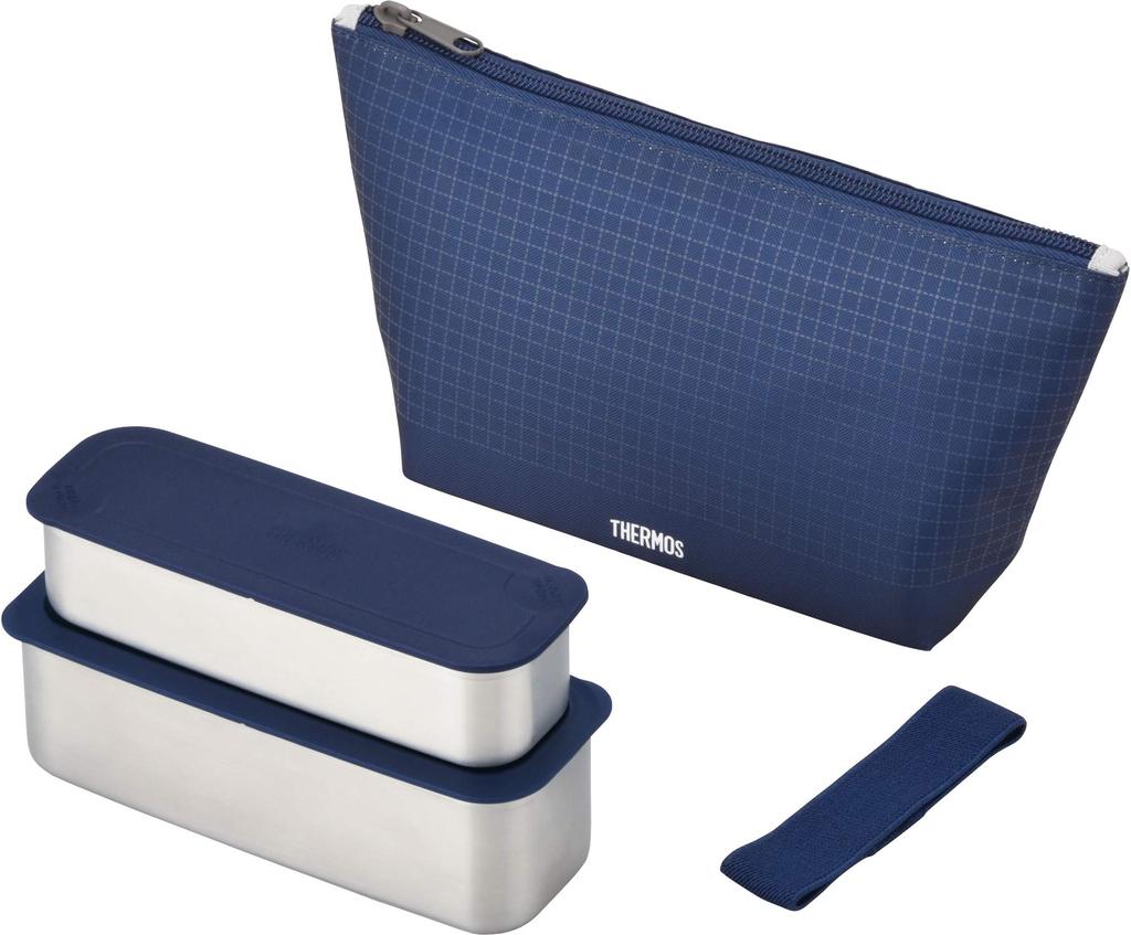 Thermos Bento Box 2 Tier Slim Fresh Lunch Box 635ml Navy Check NC DSA ...
