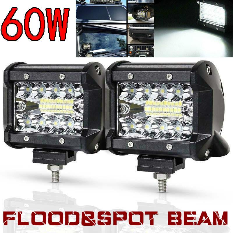 Car Work Light Waterproof 4 Inch 60W LED Work Light Bar Fog Lights Work ...